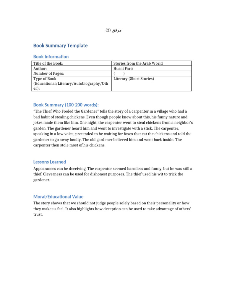 Stories From The Arab World Summary | PDF