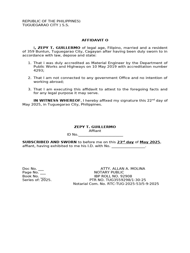 Affidavit of Separation | PDF