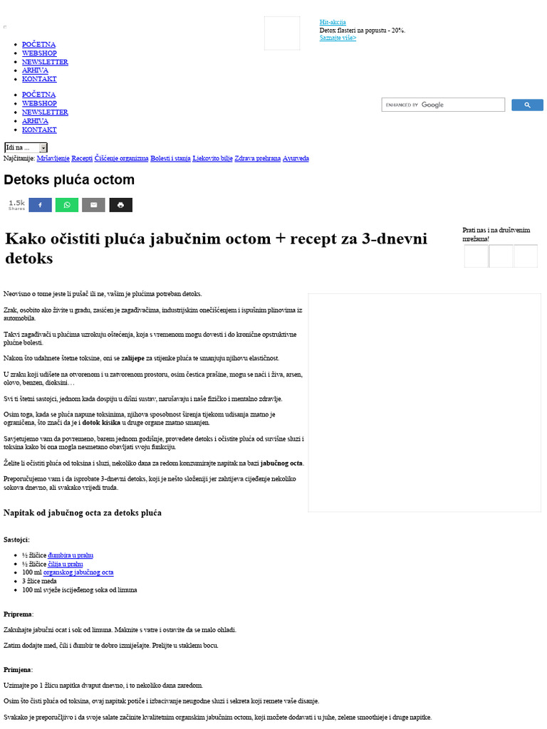 Detoks Pluća Octom | PDF