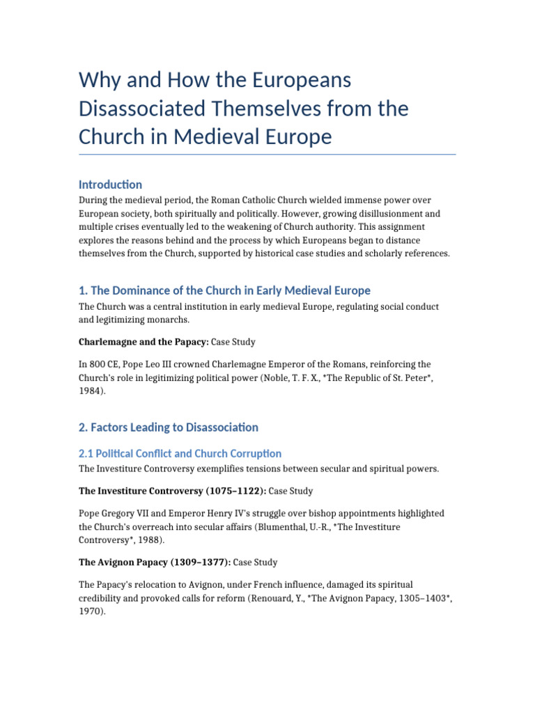 Disassociation From Church Medieval Europe | PDF | Pope | Middle Ages