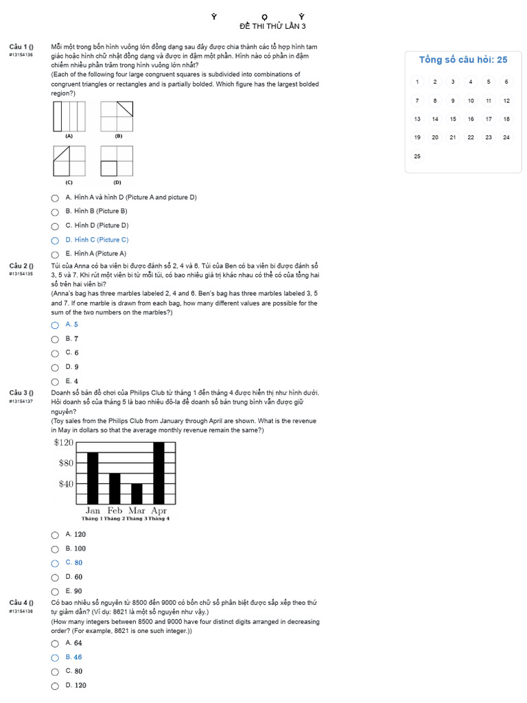 De Va Dap An Thi Thu Lan 3 AMC8 2025 1 | PDF