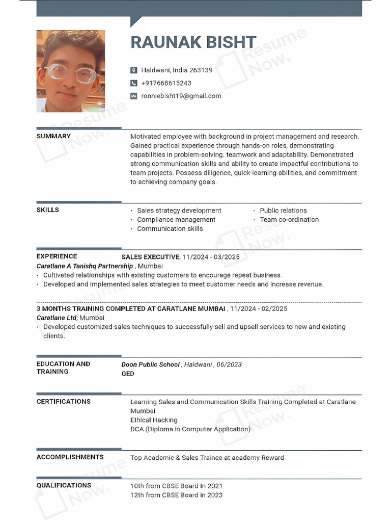 Raunak Bisht CV 2025 Onwards | PDF