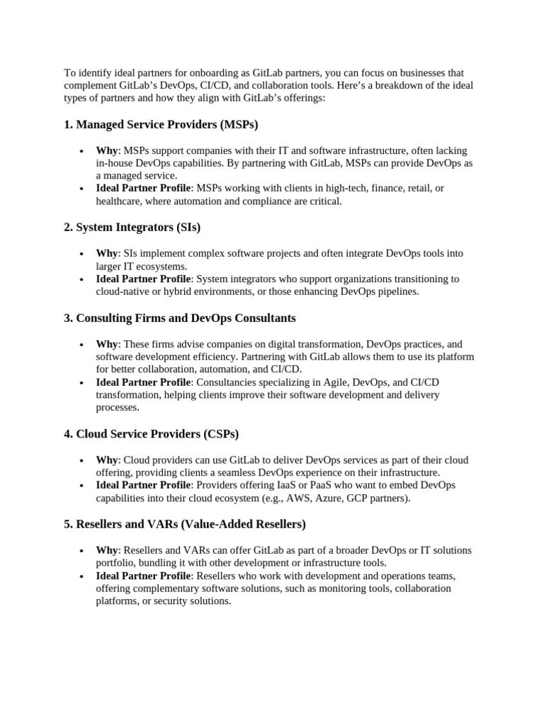 To Identify Ideal Partners For Onboarding As GitLab Partners | PDF | Cloud Computing | Computing
