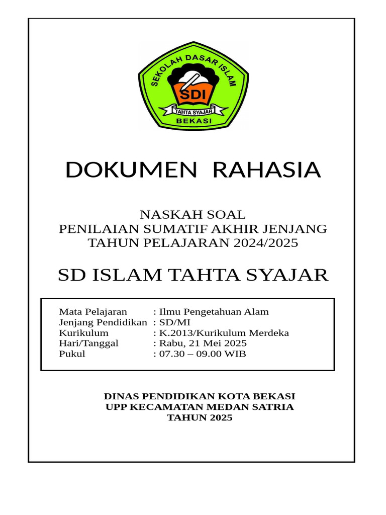 Cover Soal Psaj - Ipa | PDF
