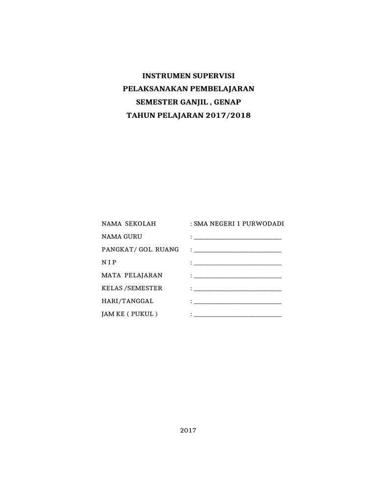 Instrumen Supervisi RPP.P Karjono | PDF