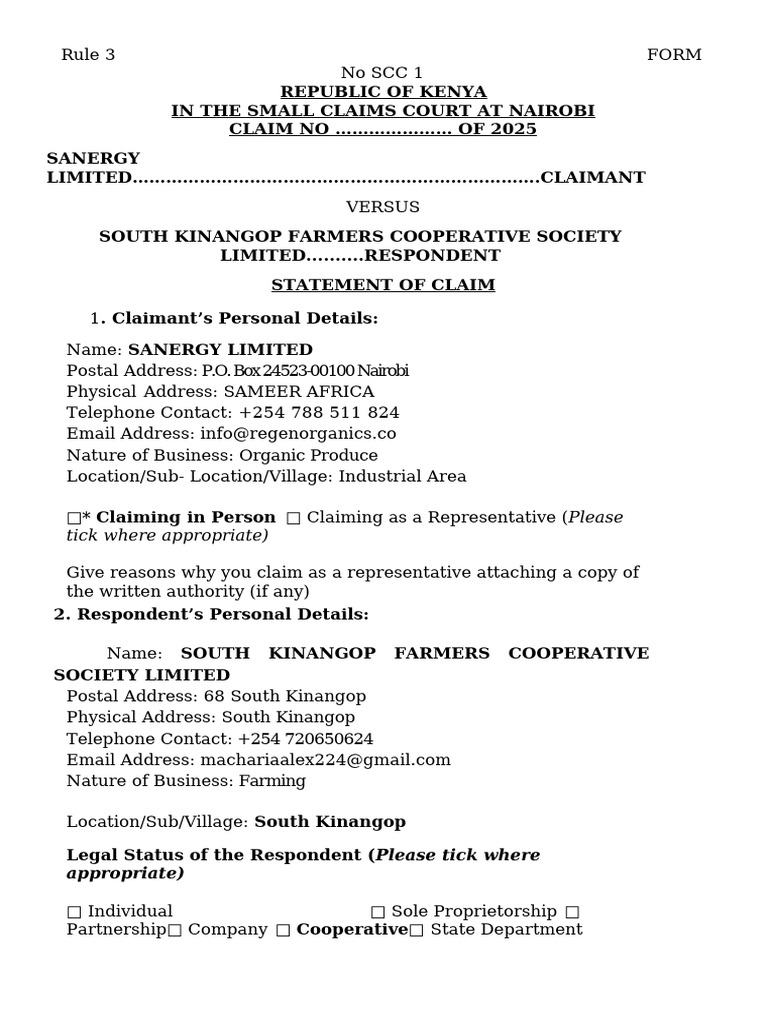 Insecti Pro Statement of Claim Draft | PDF | Debt | Affidavit