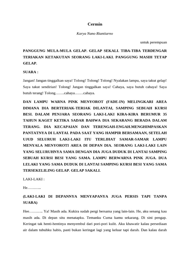 Naskah Monolog Cermin | PDF