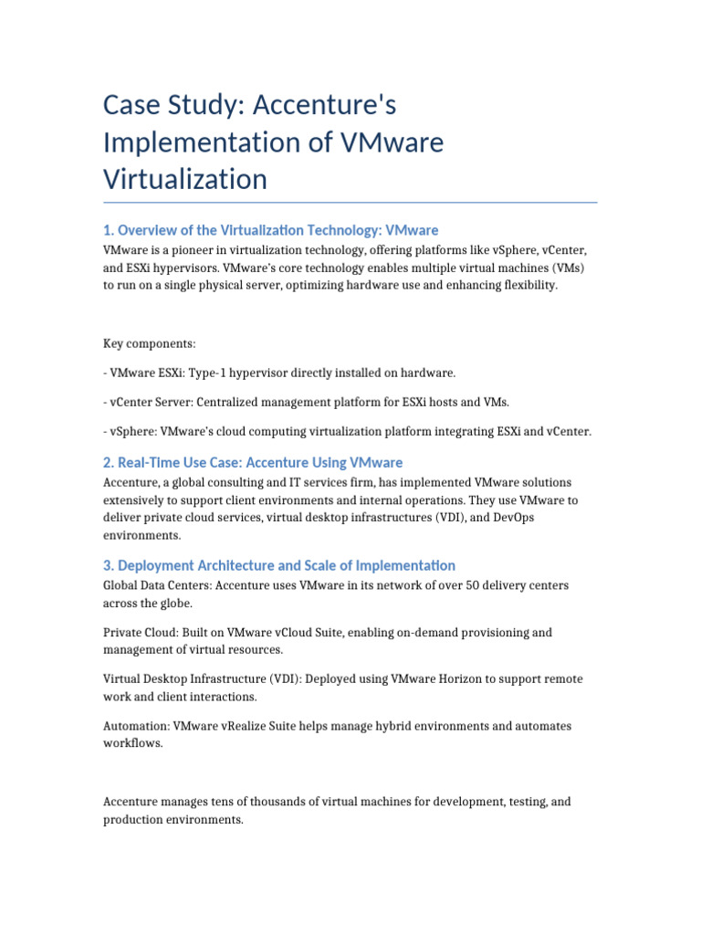 VMware Case Study Accenture | PDF | Desktop Virtualization | Virtualization