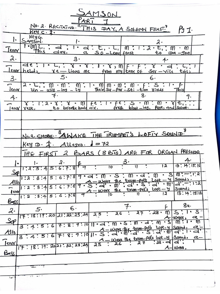 Samson Part 1 & 2 by Handel | PDF