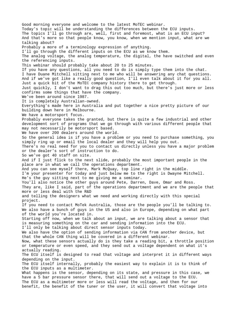 Understanding The Difference Between ECU Inputs | PDF | Voltage | Sensor