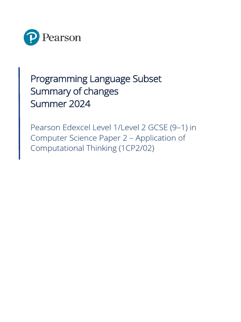 1cp2 02 Programming Language Subset Pls Summary of Changes 2024 | PDF | Decimal | Numbers