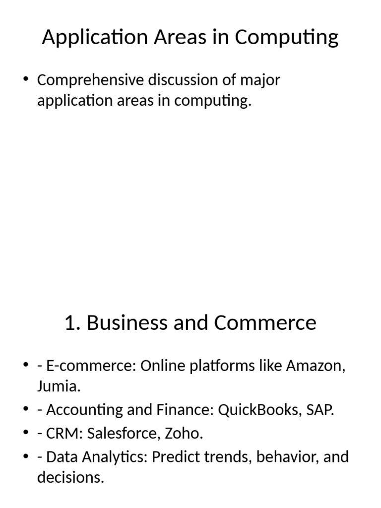 Application Areas in Computing | PDF
