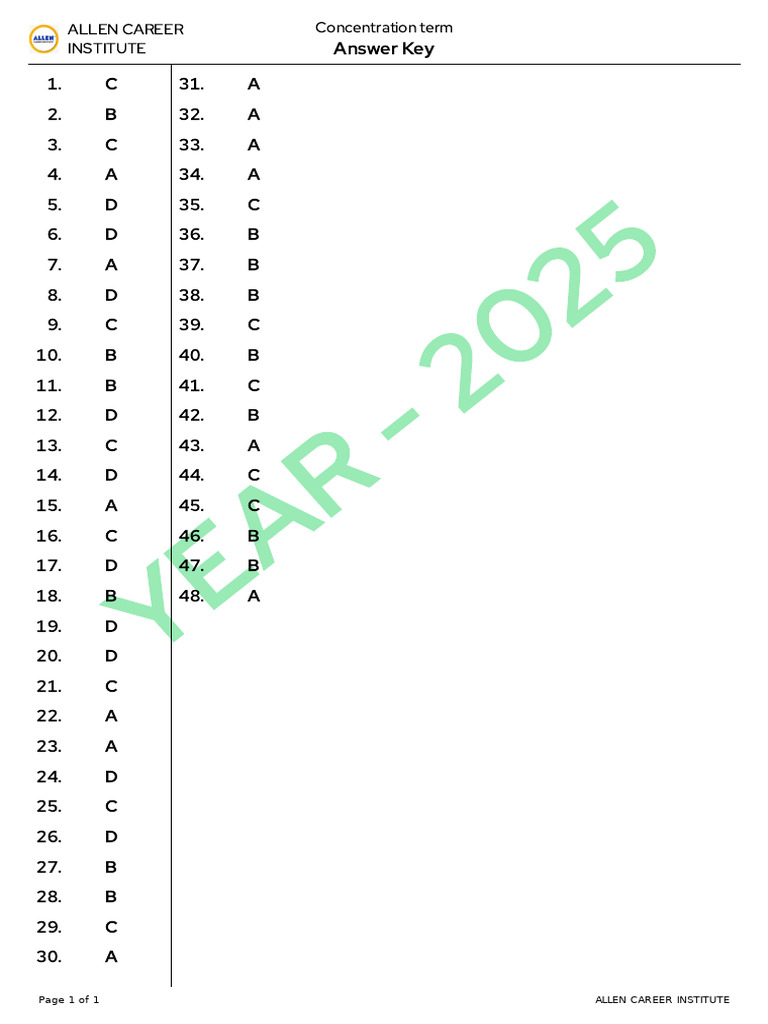 Concentration term -Answerkey | PDF