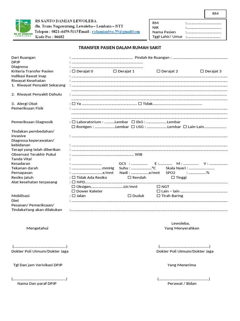 Transfer Pasien Dalam Rumah Sakit | PDF