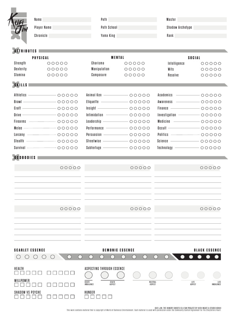 V5 Kuei Jin CharacterSheet Interactive | PDF