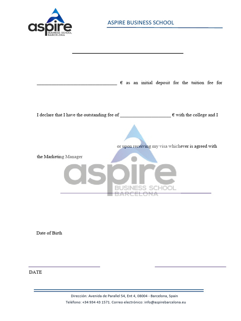 Aspire Business School Declaration Form | PDF