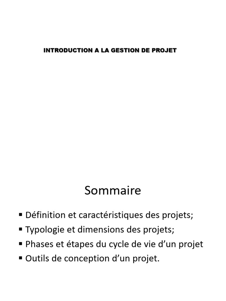 Introduction à la gestion de projet | PDF | Gestion de projet ...