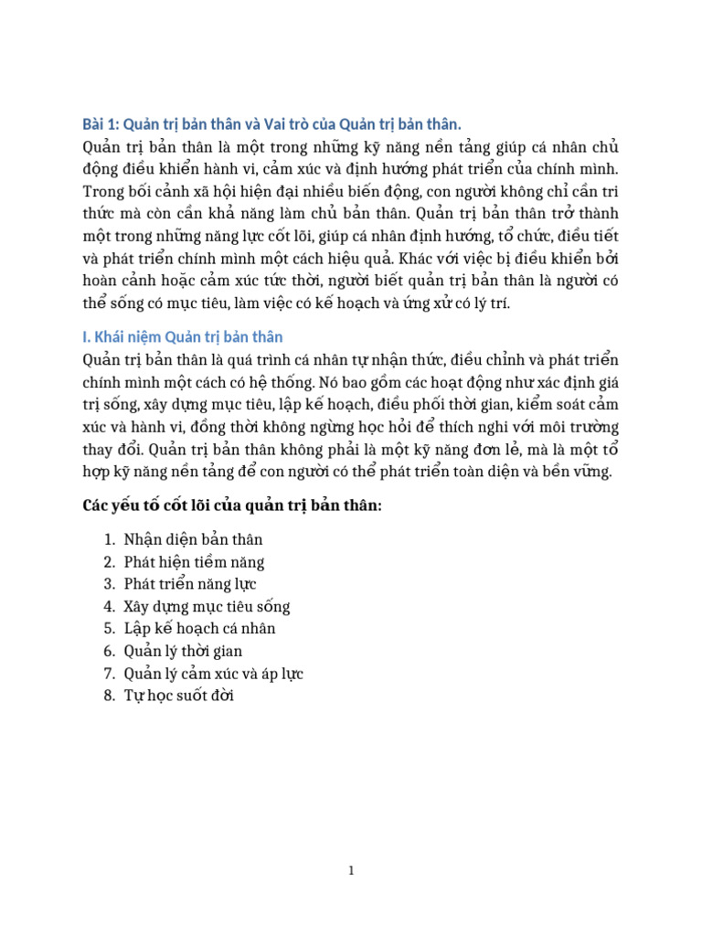01 Quan Tri Ban Than Khai Niem | PDF