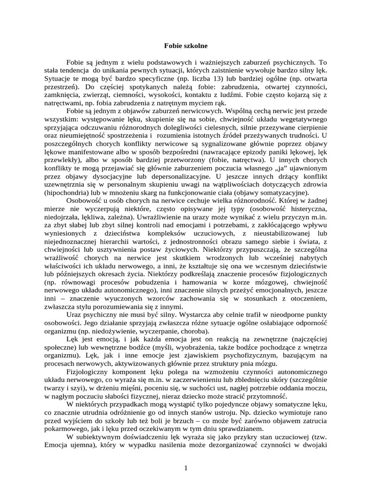 Fobie Szkolne | PDF