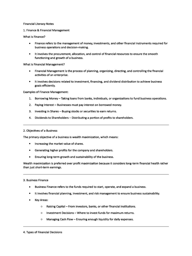 (pt.2) Class 1 Financial Literacy | PDF | Investing | Stocks