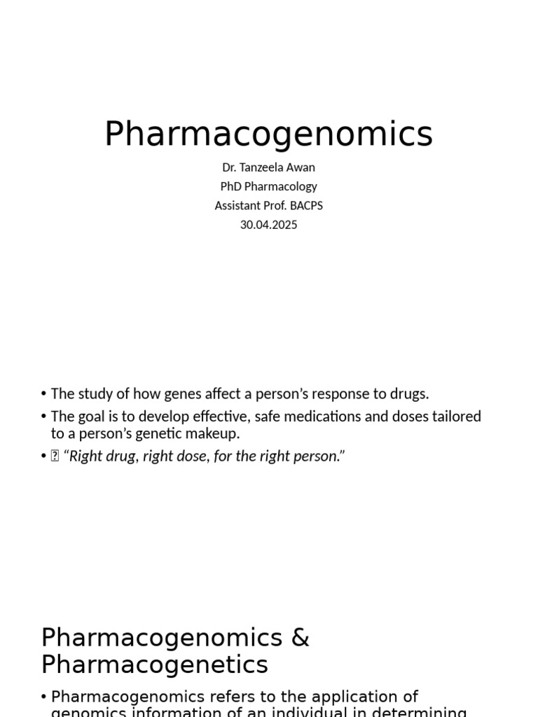 Pharmaco Genomics | PDF