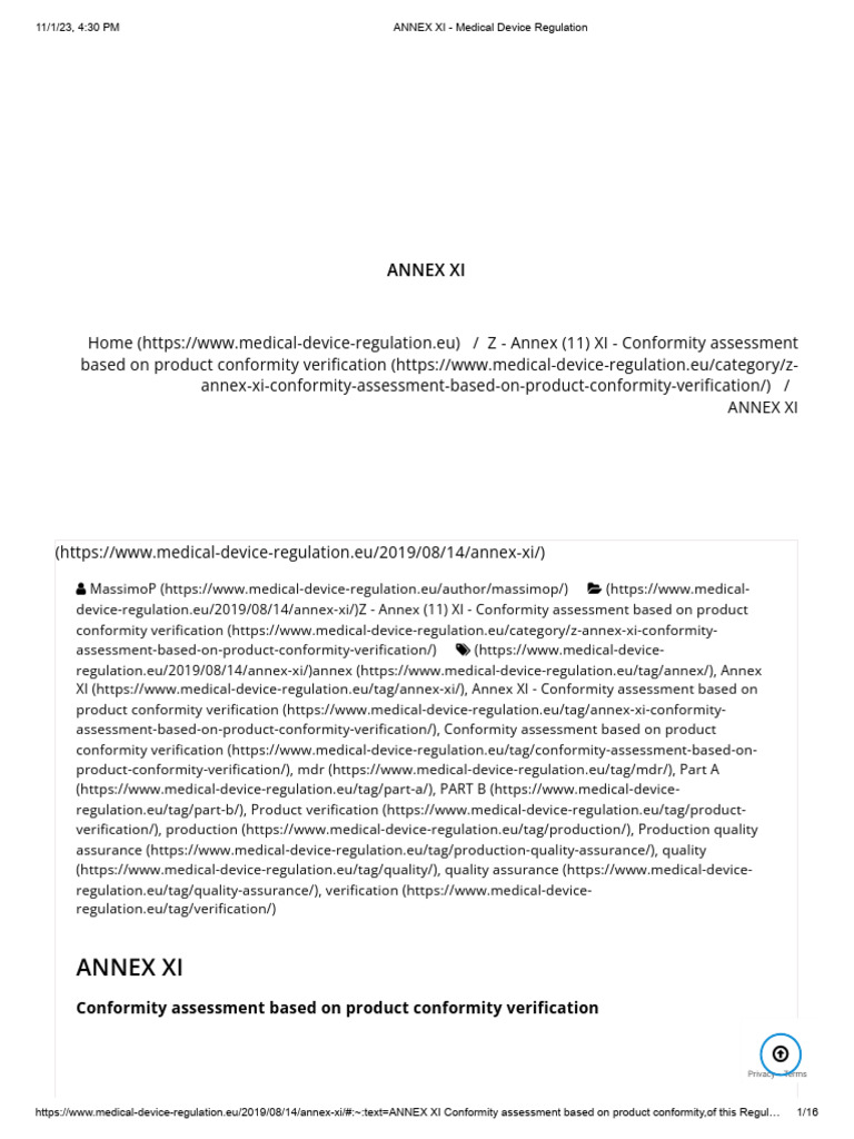 Annex XI: Product Conformity Assessment | PDF