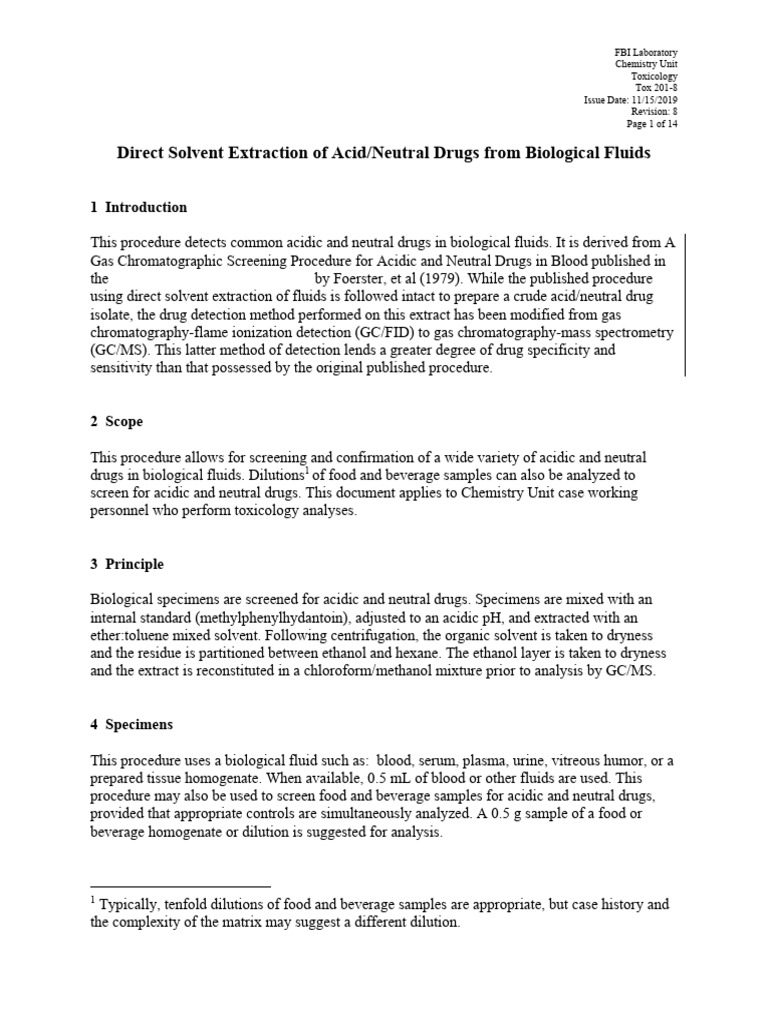 Direct Solvent Extraction of Acid-Neutral Drugs From Biological Fluids ...