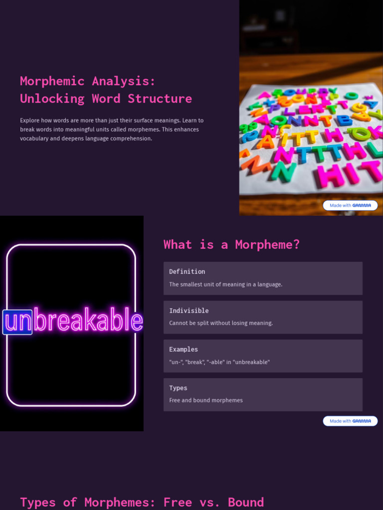 Morphemic-Analysis-Unlocking-Word-Structure (1) | PDF | Word | Semantics