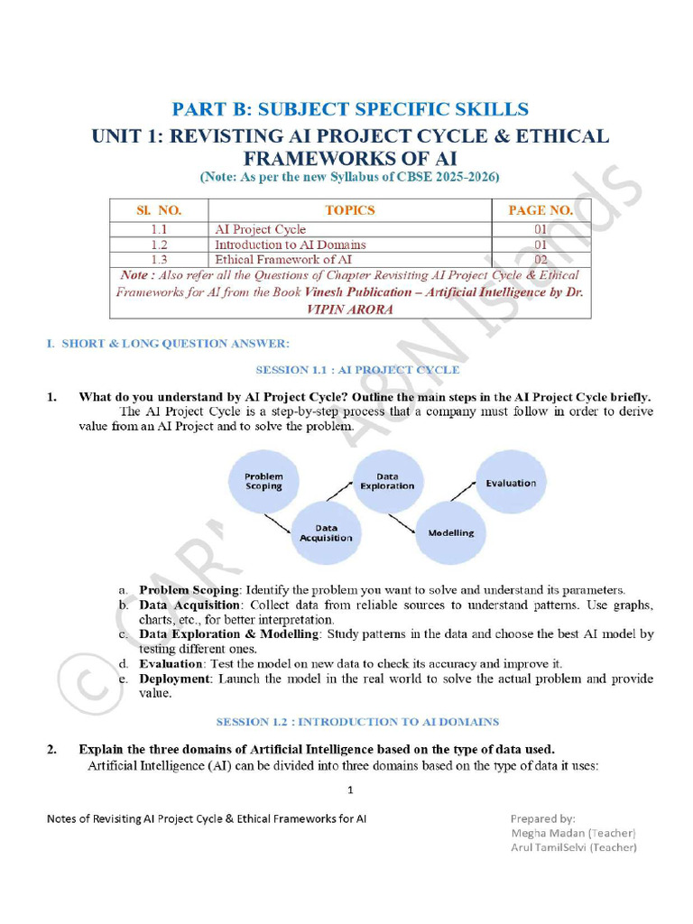 AI - B-Unit1-REVISTING AI PROJECT CYCLE & ETHICAL FRAMEWORK OF AI - X | PDF