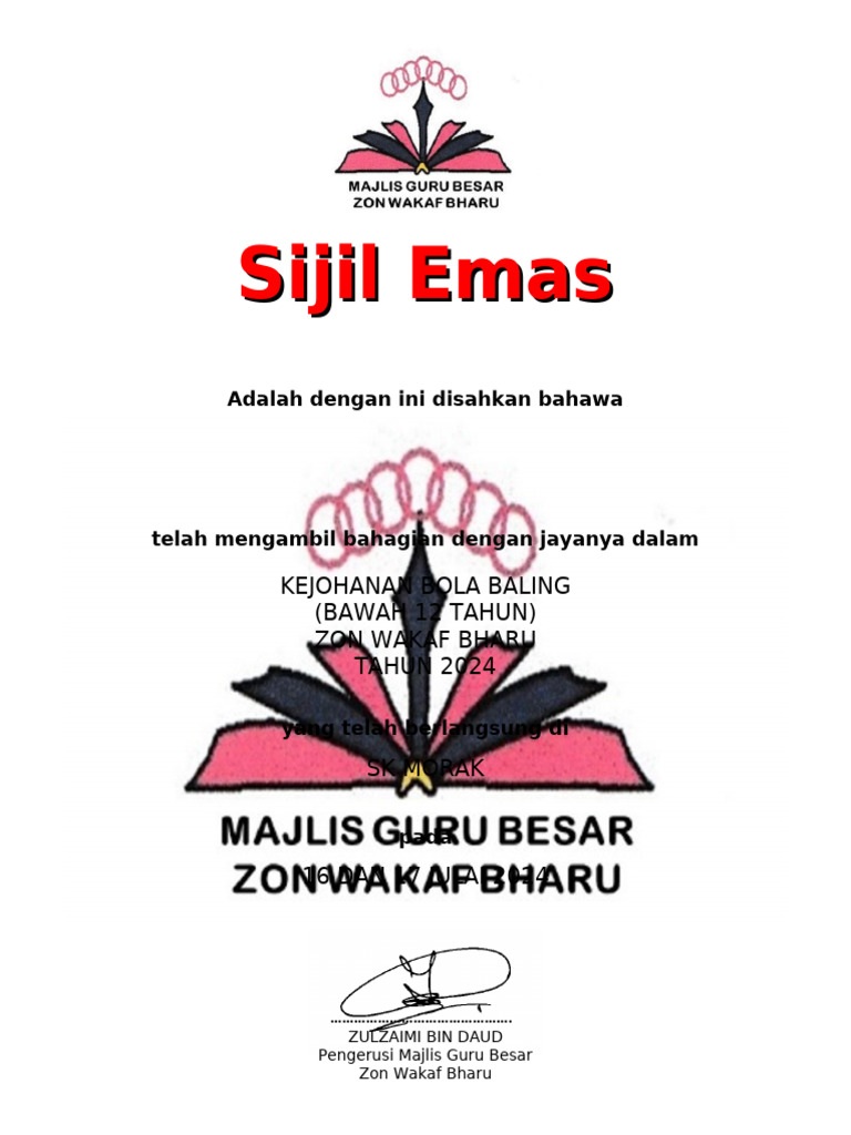 Sijil MSSZ Emas | PDF