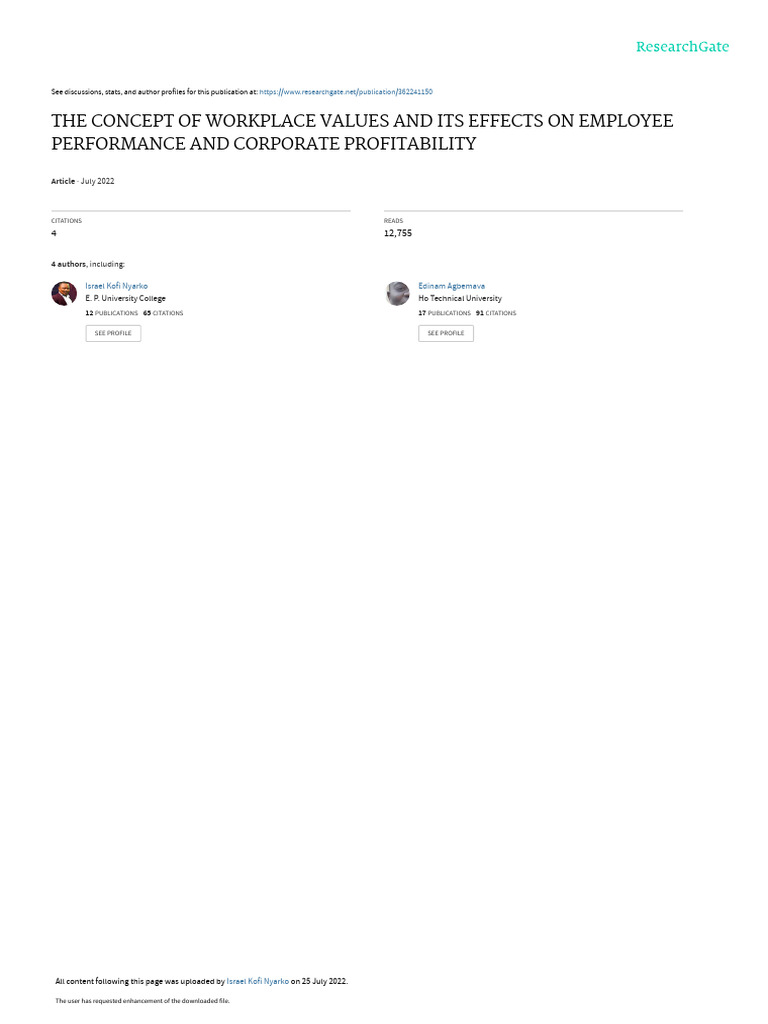 The Concept of Workplace Values A A RJ SH | PDF | Employment | Job ...
