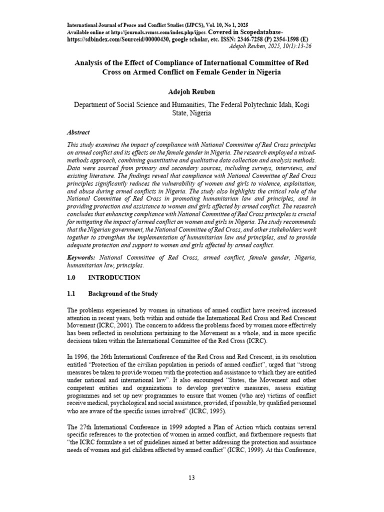 Analysis of The Effect of Compliance of International Committee of Red ...