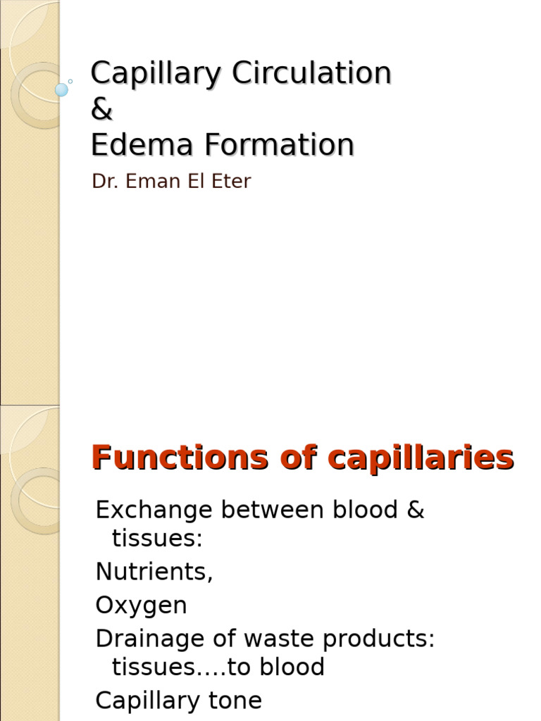 13-Capillary Circulation | PDF | Edema | Capillary
