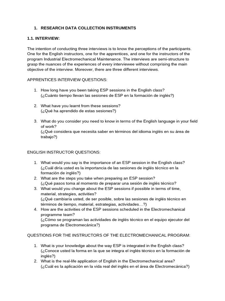 Maria Piñeres-Research Data Collection Instruments | PDF | Behavior ...