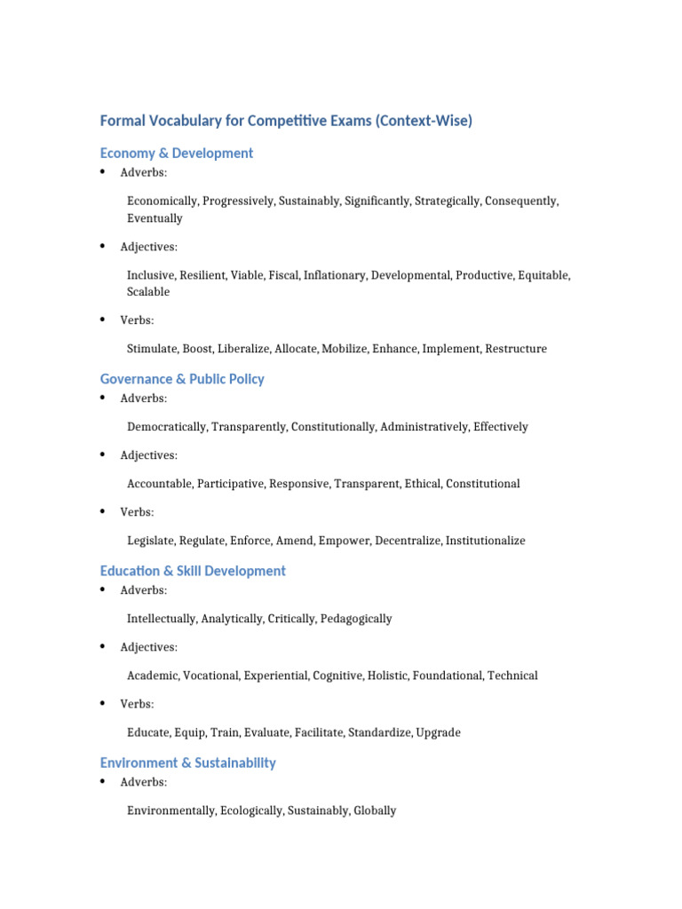 Formal Vocabulary by Context | PDF