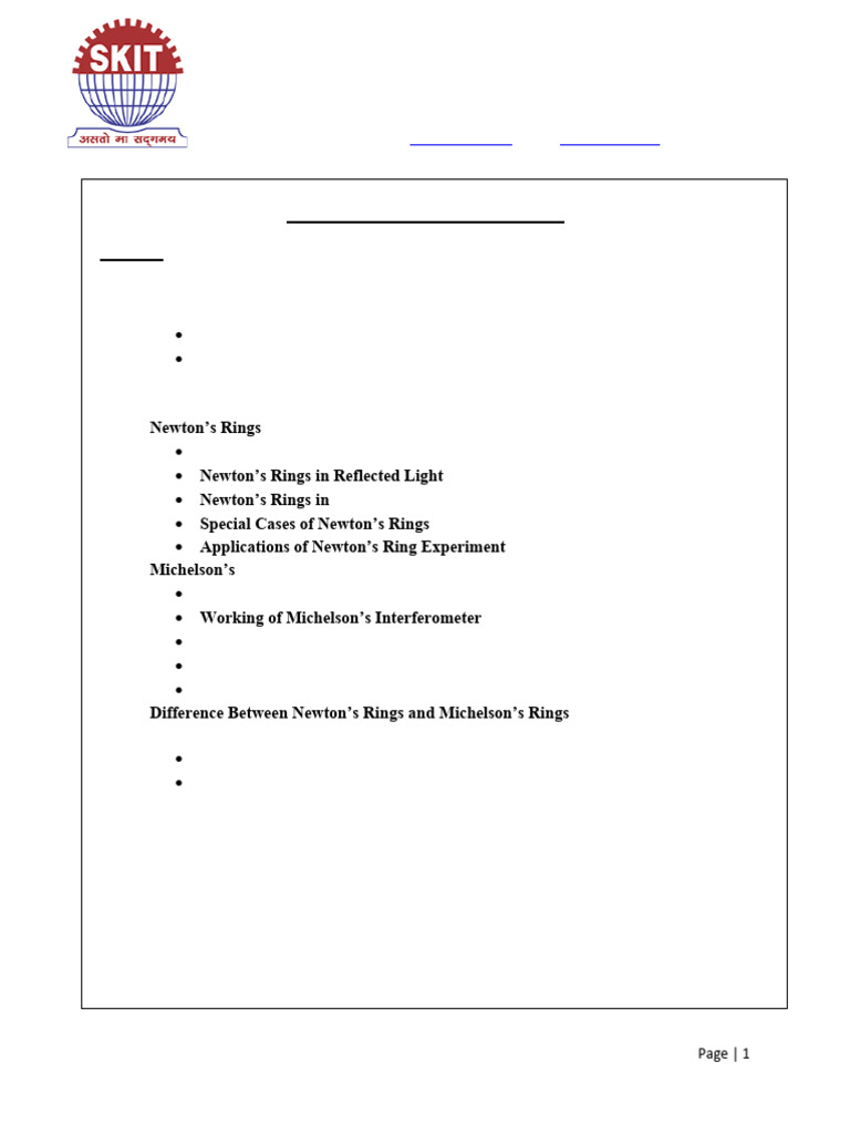 Unit-I (Interference of Light) | PDF | Waves | Coherence (Physics)