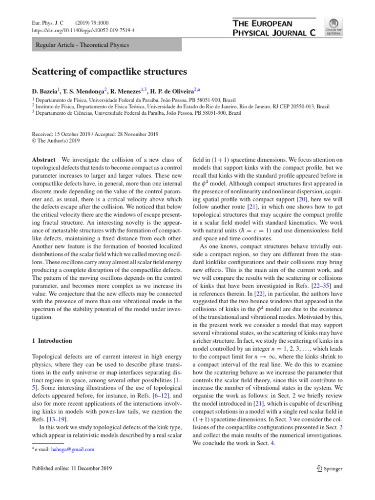 Scattering of Compactlike Structures | PDF | Resonance | Normal Mode