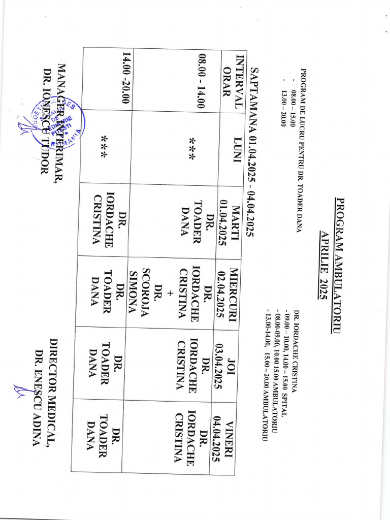 Program Ambulatoriu Aprilie 2025 | PDF