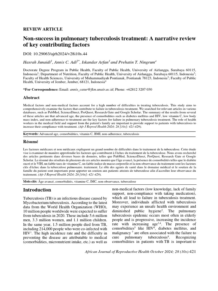 Factors Affecting TB Treatment Success | PDF | Tuberculosis | Malnutrition