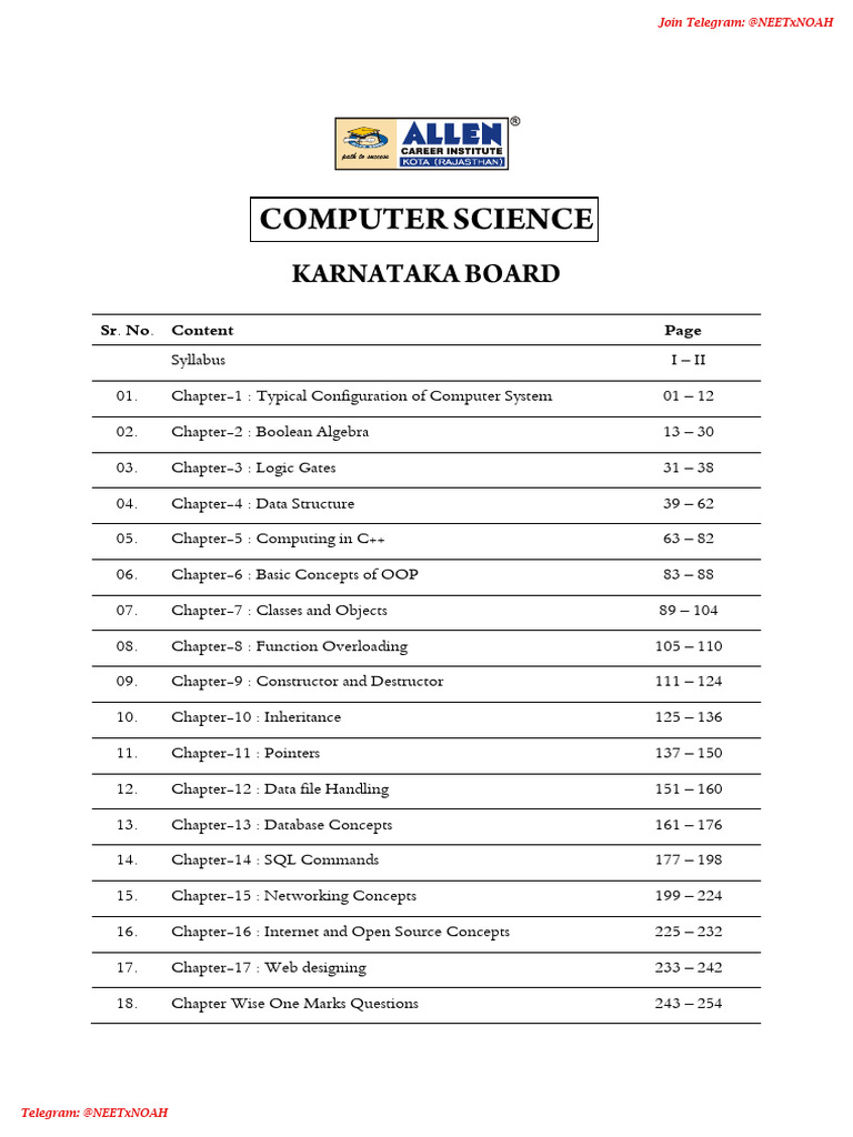 Karnataka Board Booklet - Computer Science - 2024 | PDF | Random Access Memory | Computer Data ...