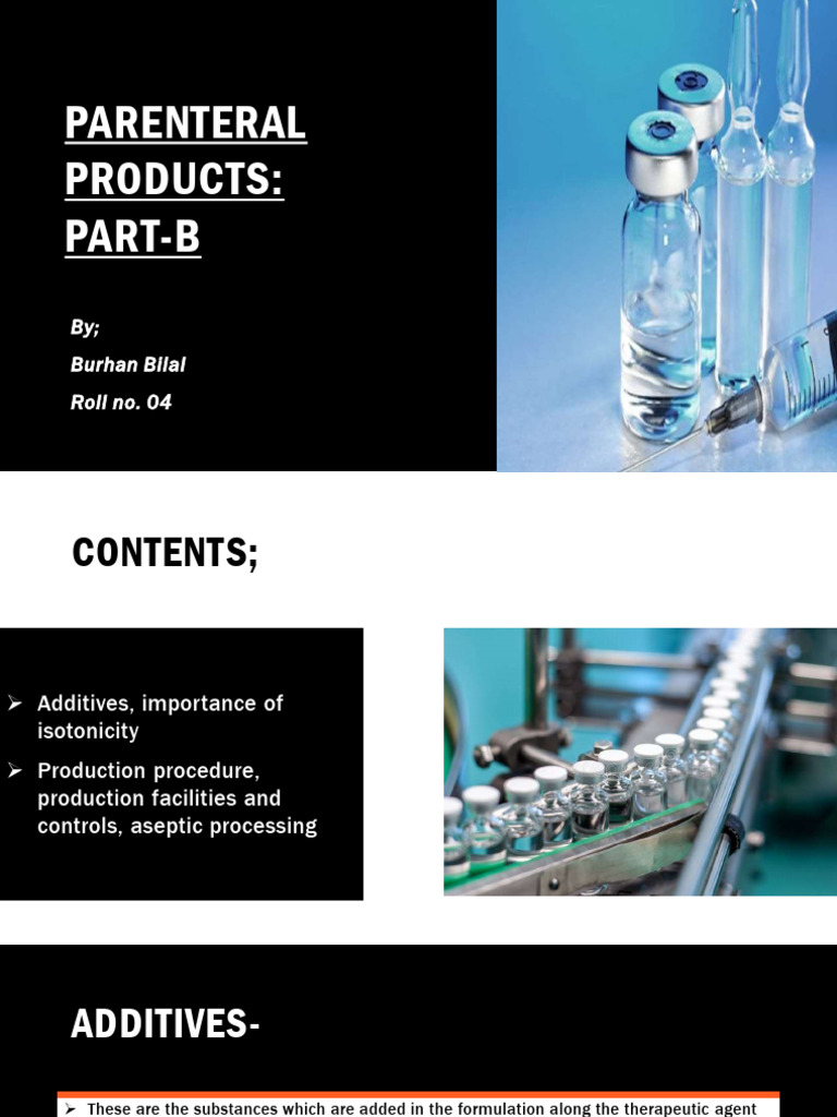 Parenteral Products Part-B (Roll No.04) | PDF | Sterilization (Microbiology) | Emulsion