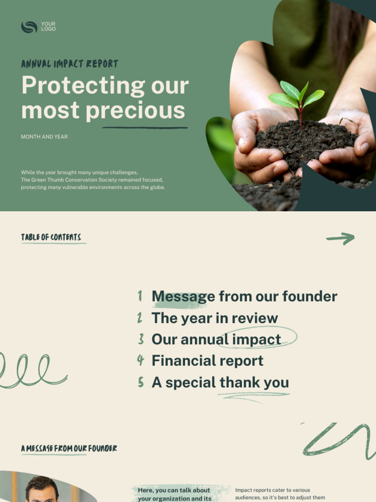 Environmental Impact Report Charity Presentation in Dark Green Olive ...