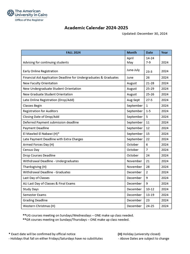 SCSU Academic Calendar 2024-2025 | PDF | Academic Term | Holidays