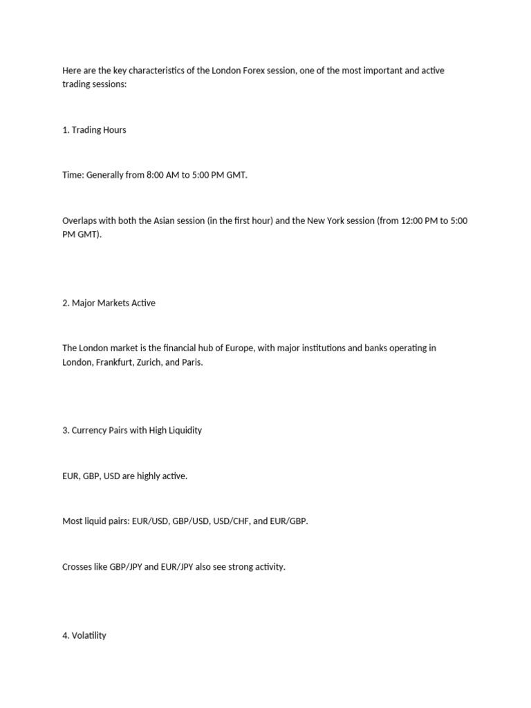 Key Features of the London Forex Session | PDF