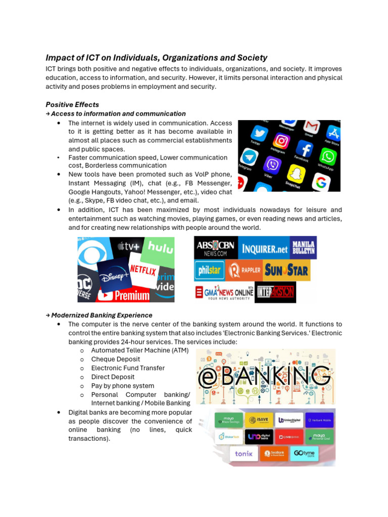 Impact of ICT on Individuals and Society | PDF | Educational Technology ...