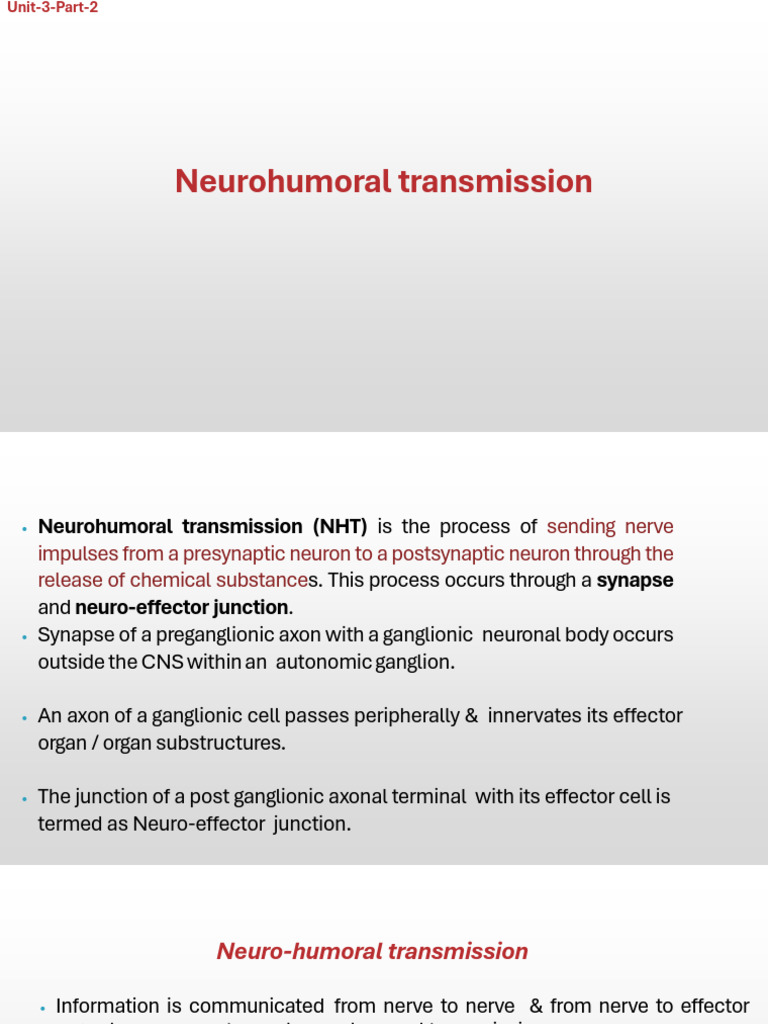 Unit 3 Part 2 Neurohumoral Transmission, Co Transmission and ...