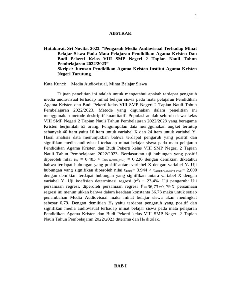 Skripsi Sri Novita Hutabarat | PDF