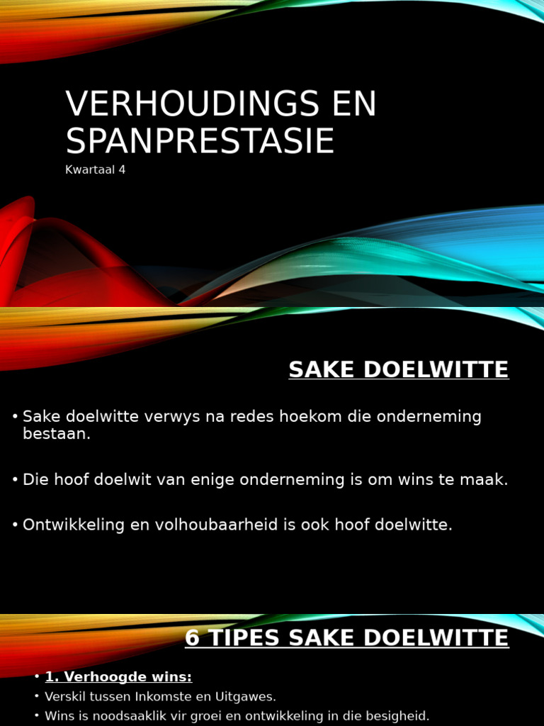 Verhoudings en Spanprestasie gr10 | PDF