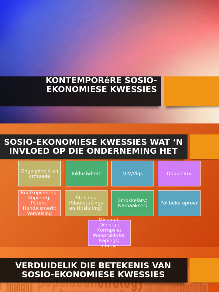 Gr.10 Kontemporêre sosio-ekonomiese kwessies | PDF
