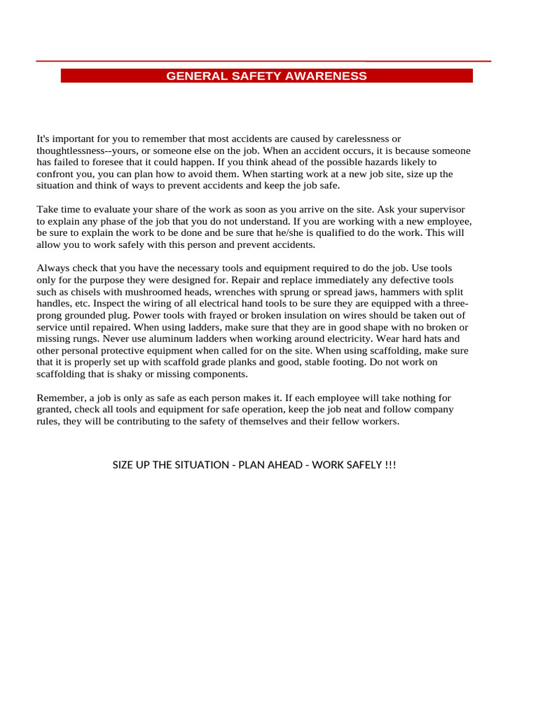 05 General Safety Awareness | PDF
